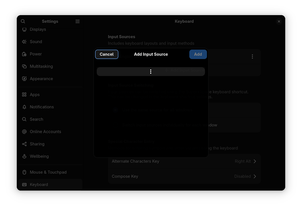Input sources in gnome control center empty - Desktop - GNOME Discourse