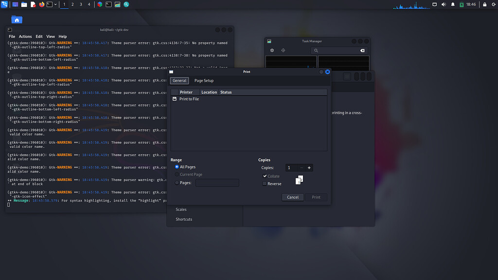 Print Preview Missing in GTK Print Dialog on Fresh Kali Linux — Appears After Installing Evince ...