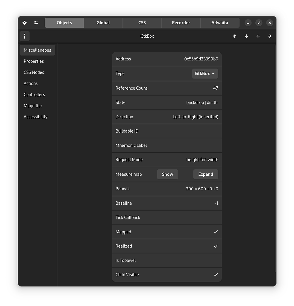 Using the GTK Inspector to track down cause of unwanted extra width ...
