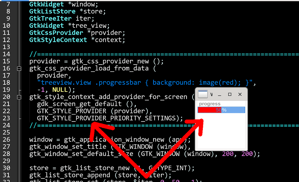 Gtk3, adding application style to GtkCellRendererProgress which can be ...
